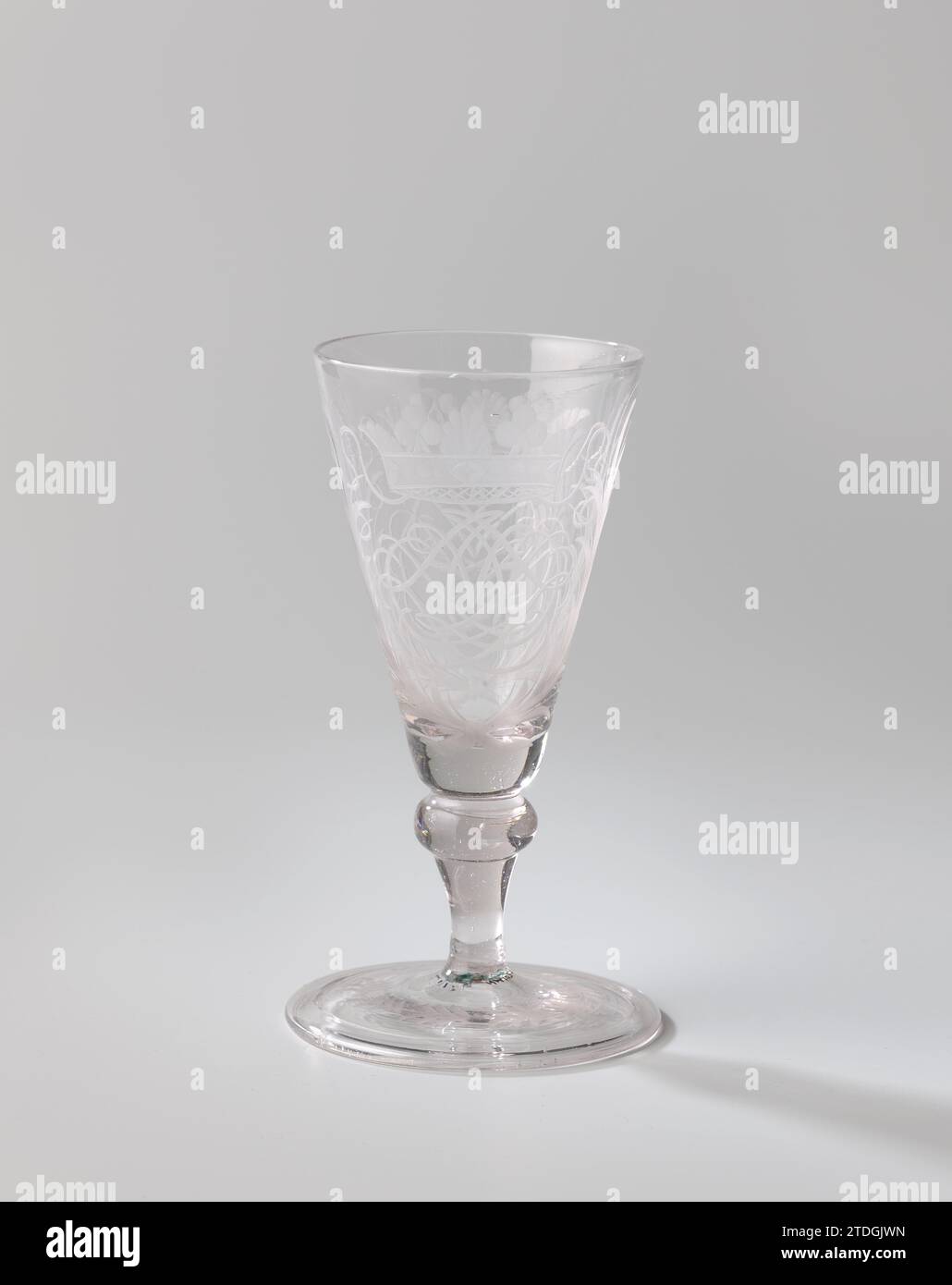 Chalice glass with twice the crowned monogram AVA between palm branches ...
