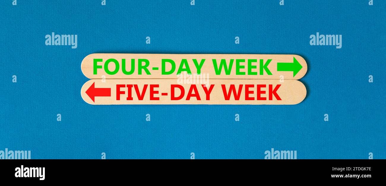 5 or 4 day week symbol. Concept word Five-day week or Four-day week on ...