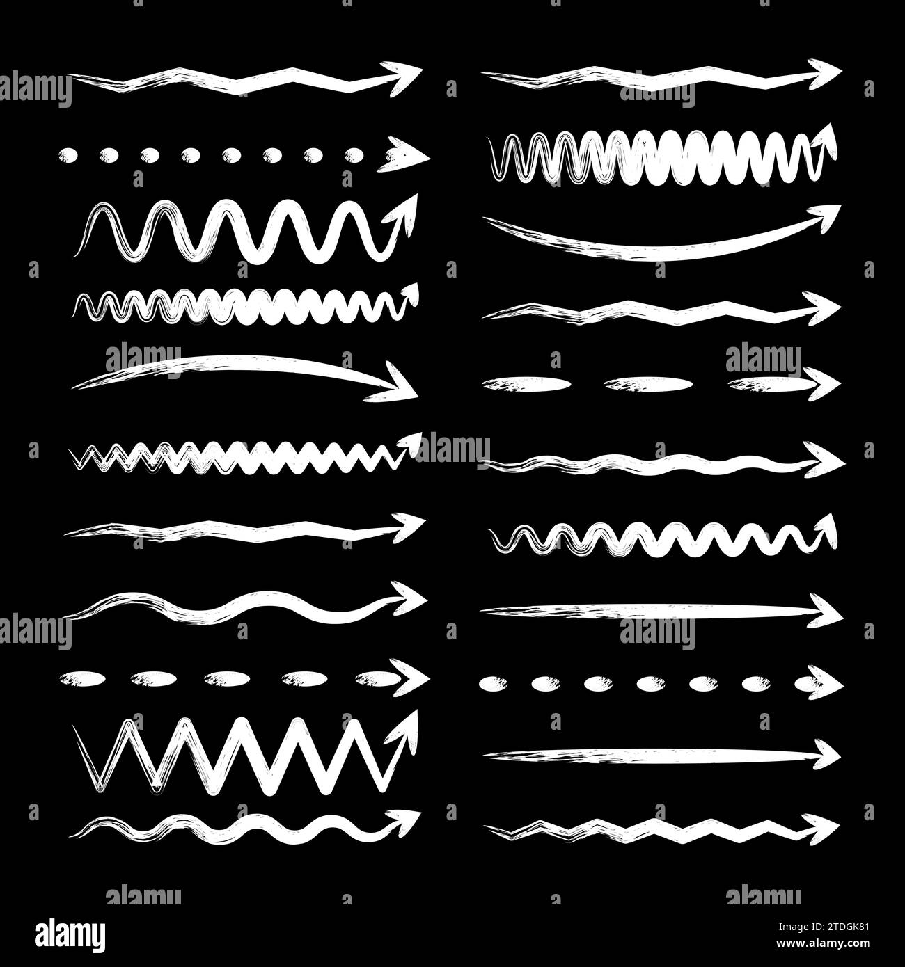 Grunge hand drawn arrows, highlighter lines. Marker stroke, brush pen ...