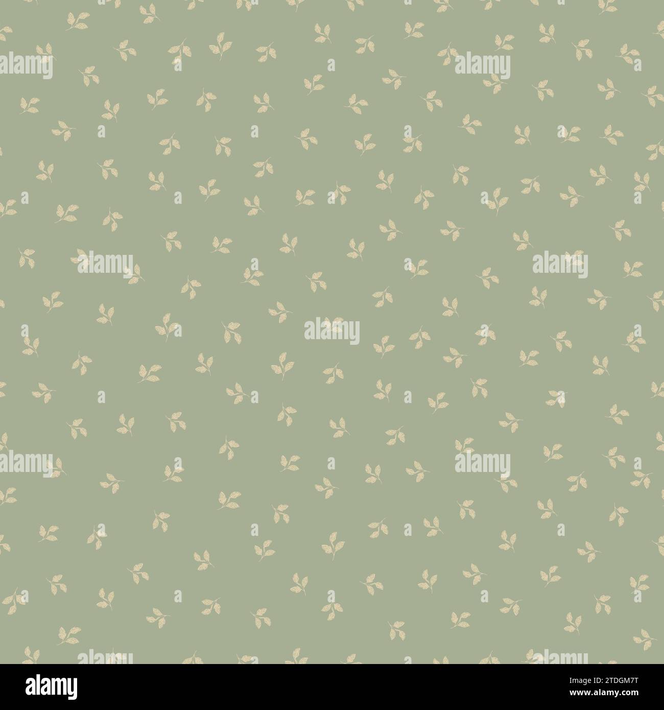Scribbled leaf vector seamless background pattern. Sage green backdrop ...