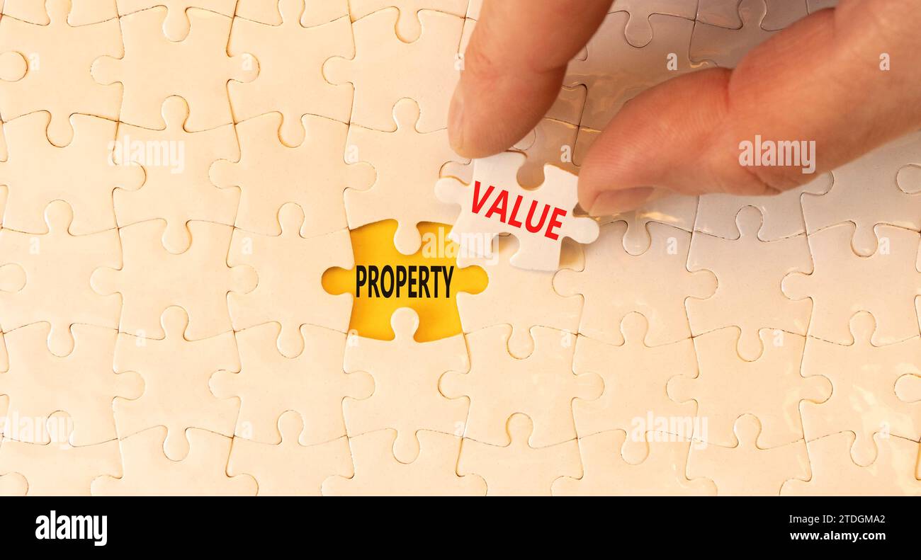 Property value symbol. Concept words Property value on beautiful white ...