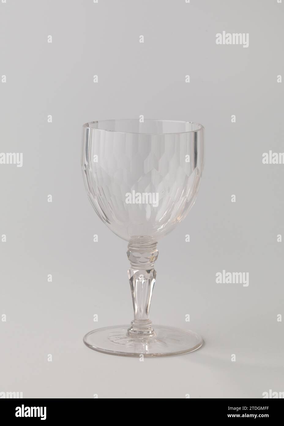 Chalip glass with cut rings and oval, anonymous, c. 1750 Flat base with ...