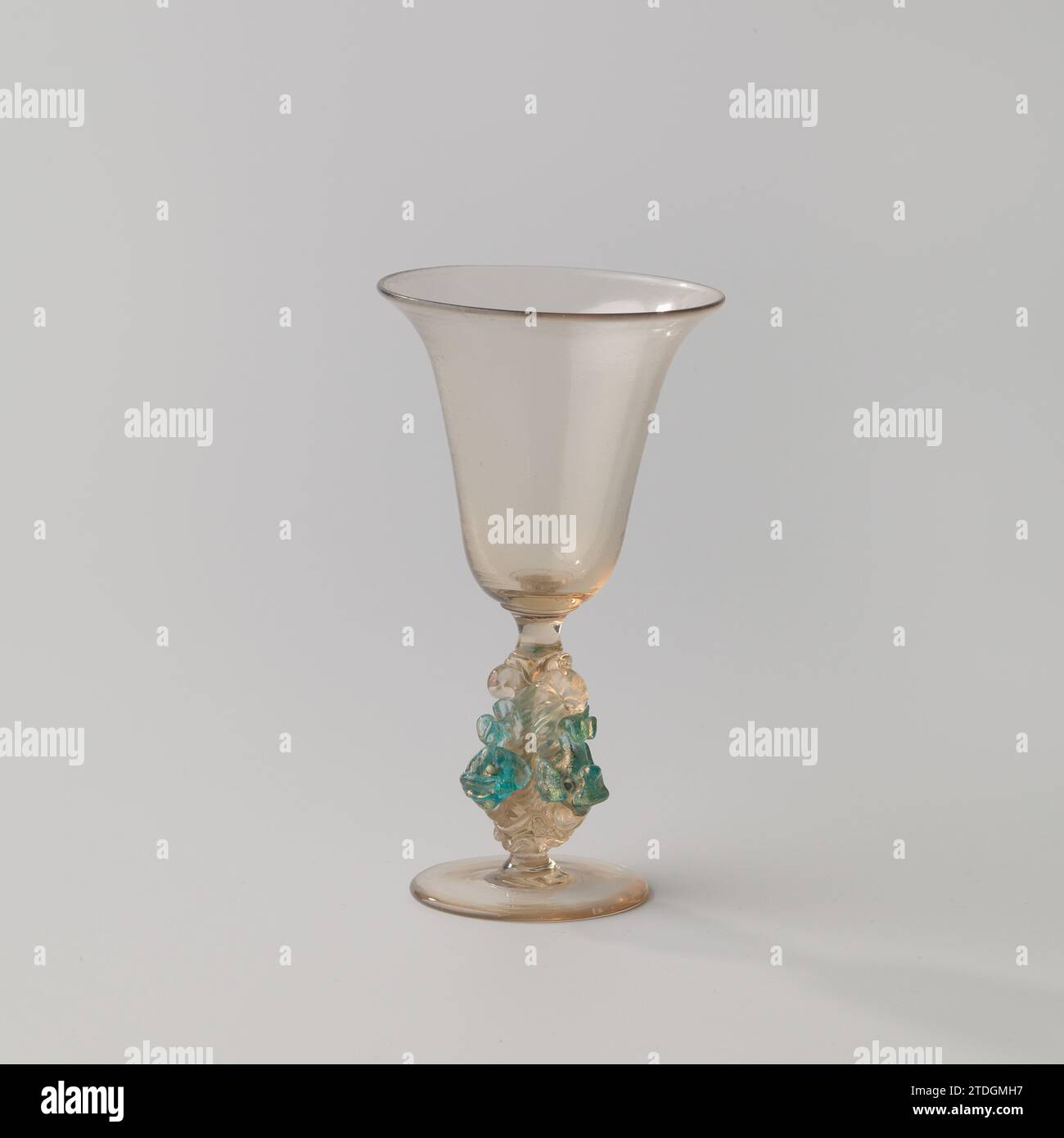 Chalice glass with tulip -shaped chalice and a trunk with three ...