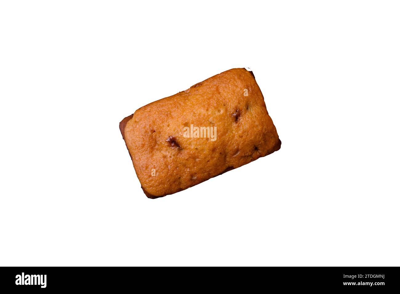 Delicious chocolate muffins and dried round shaped slices of bright ...