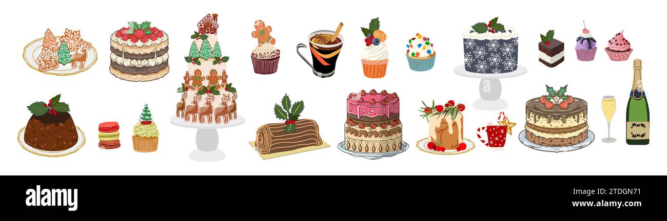 Christmas dessert food vector set on white Stock Vector Image & Art - Alamy