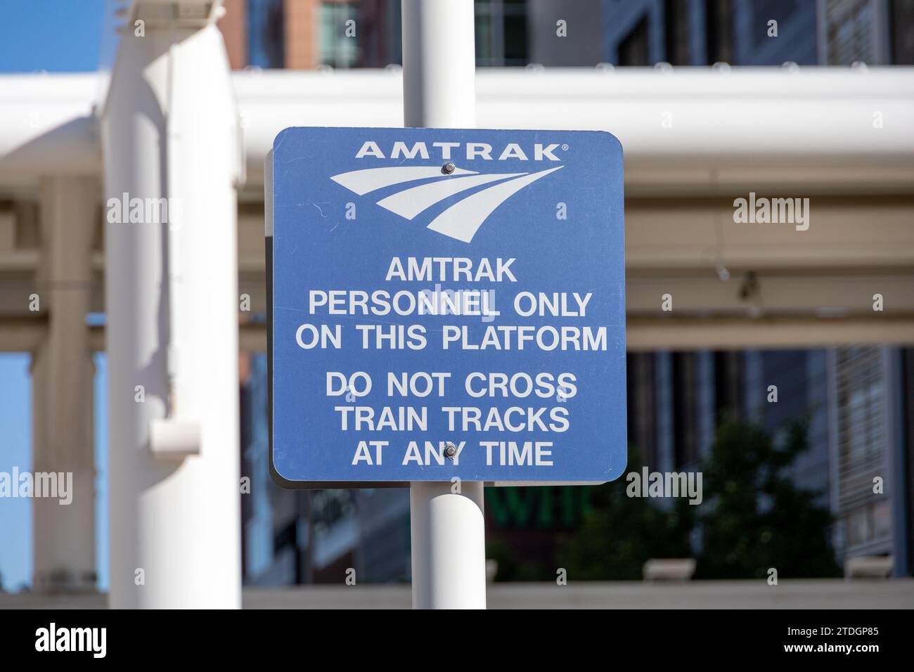 Amtrak warning sign hi-res stock photography and images - Alamy