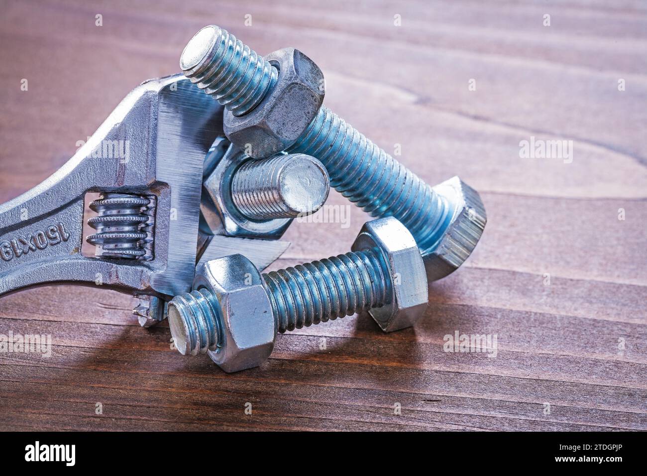 Adjustable spanner stainless threaded bolt details and screw nuts on ...