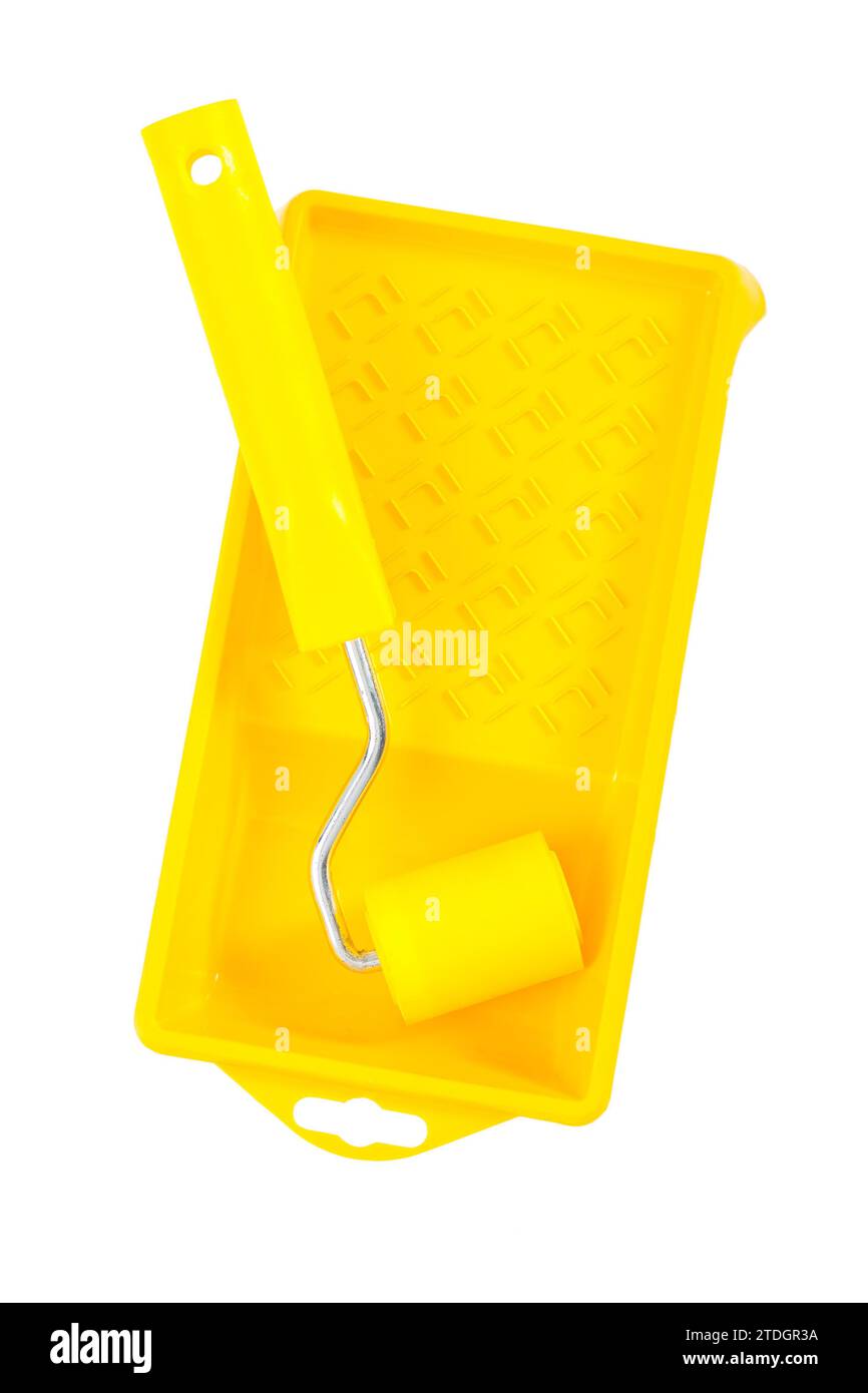 Paint roller and colour box Stock Photo - Alamy