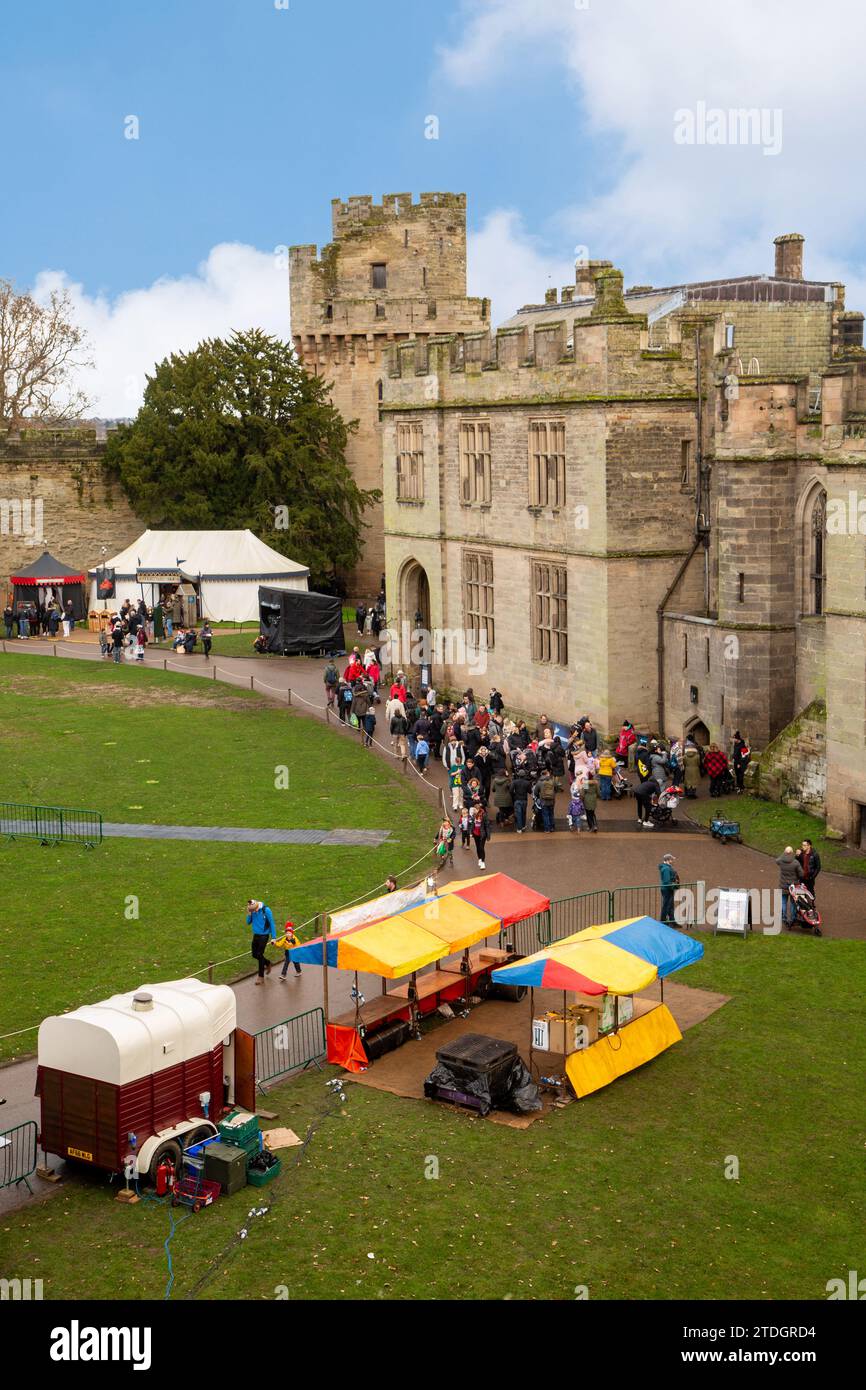 People and families at the annual winter Christmas market at Warwick ...