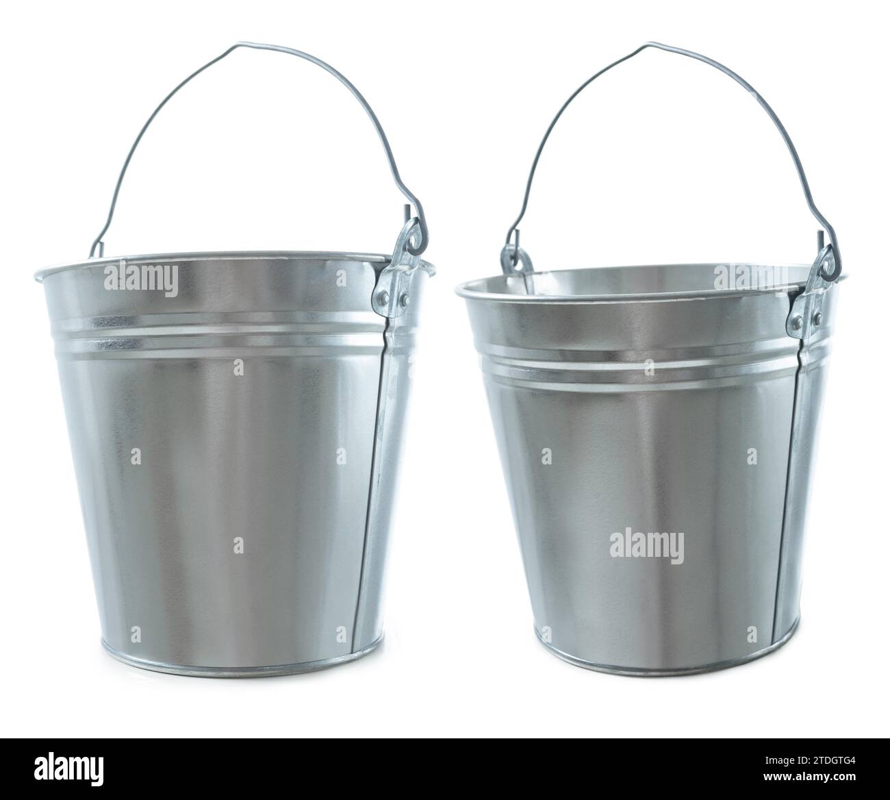 Galvanised metal bucket set on a white background Stock Photo - Alamy