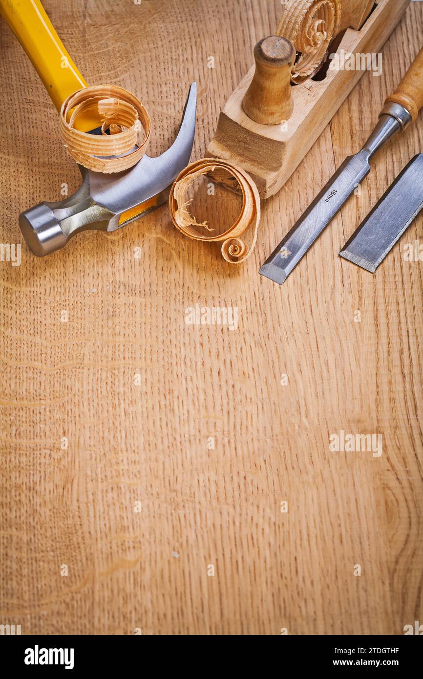 Copyspace image composition of woodworking tools Stock Photo - Alamy