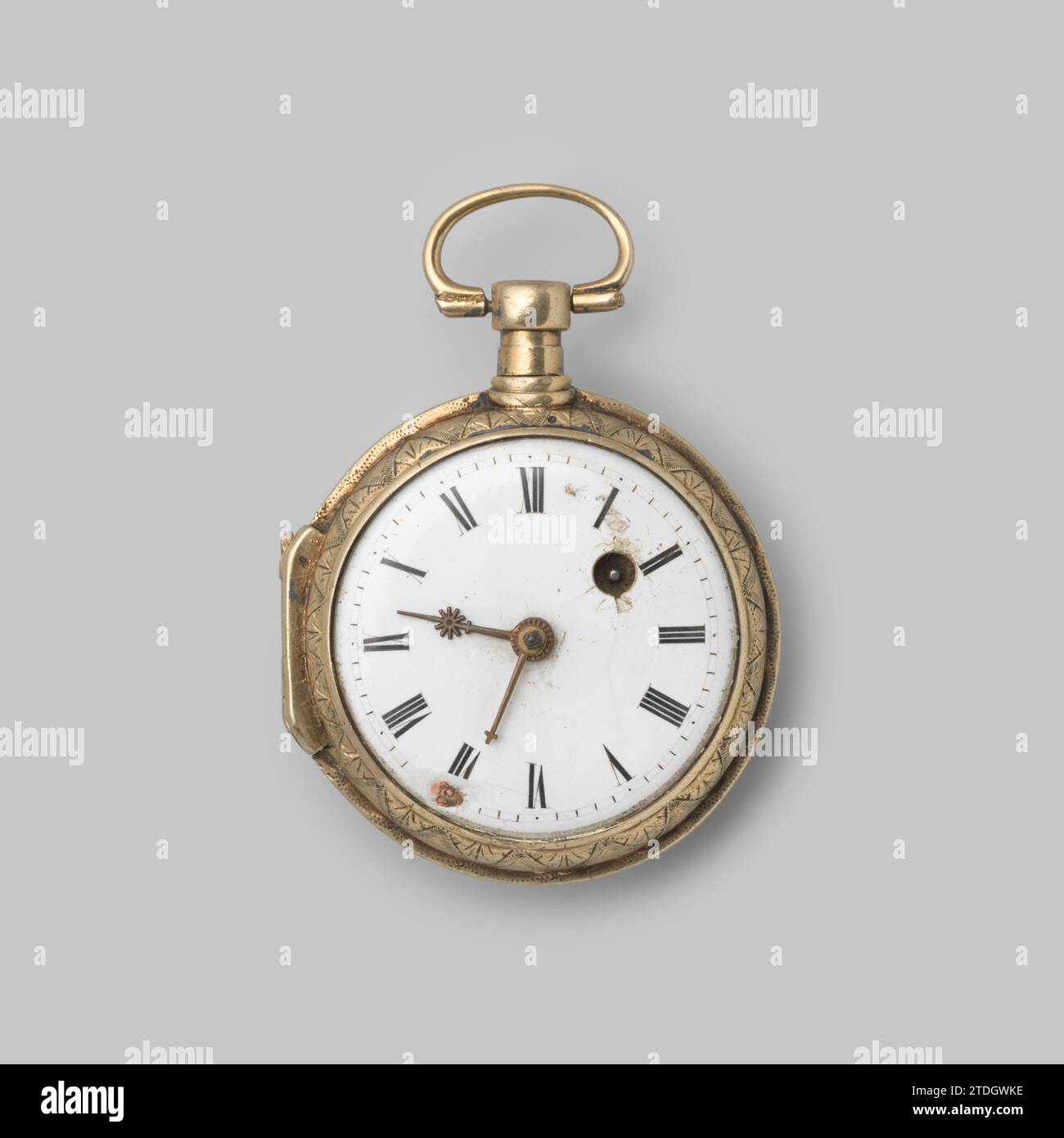 Clock, anonymous, c. 1785 - C. 1800 Men's pocket watch of gilded silver ...