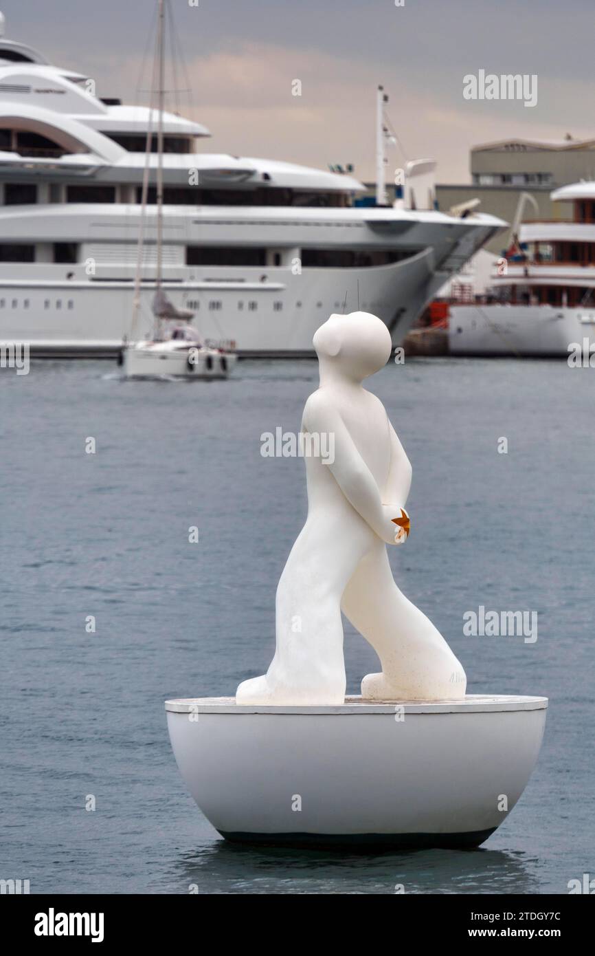 Buoy floating in the marina, sculpture Stargazer, Miraestels, male ...
