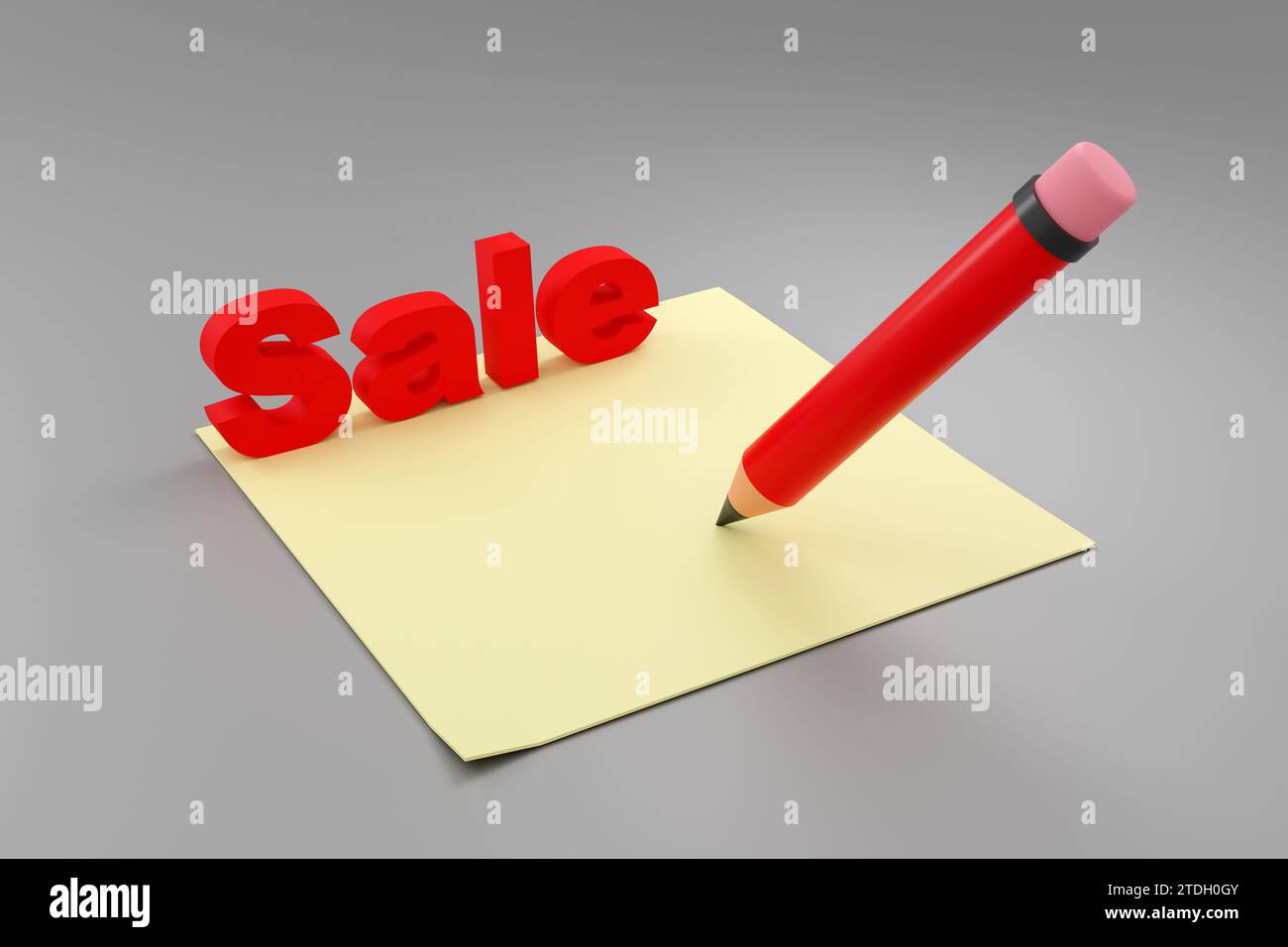 Luxury red inscription Sale on grey podium with empty note, soft light ...