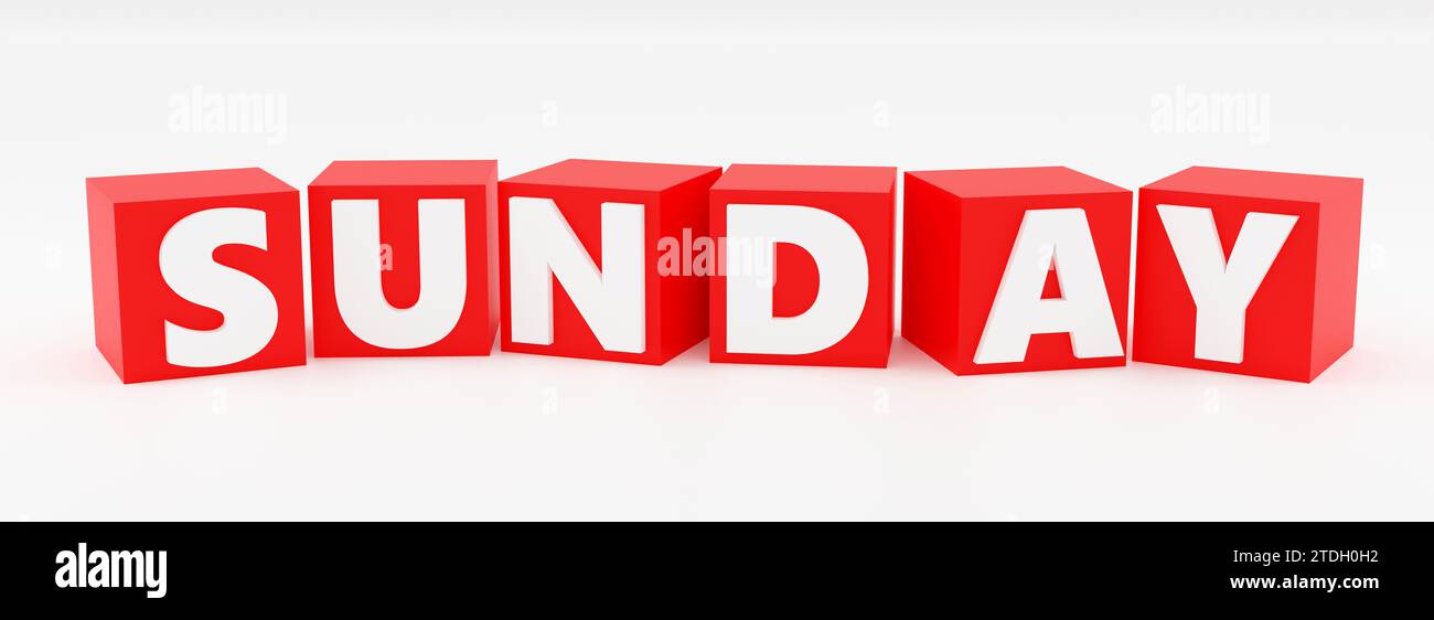 Bright Red Sunday Blocks A Vibrant 3D Illustration Highlighting the ...