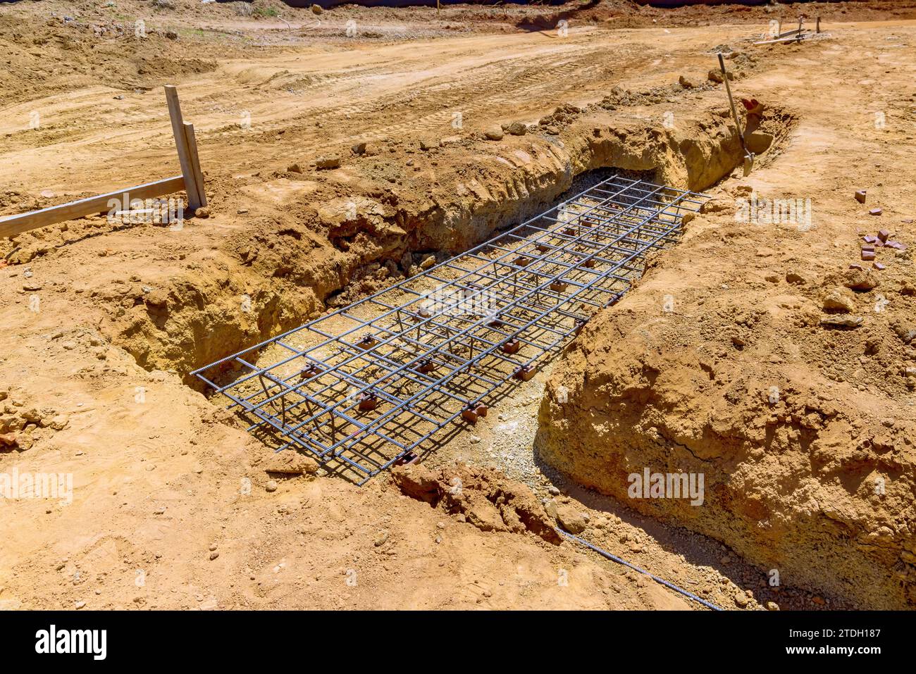 Preparations are being made for pouring of concrete into foundation ...