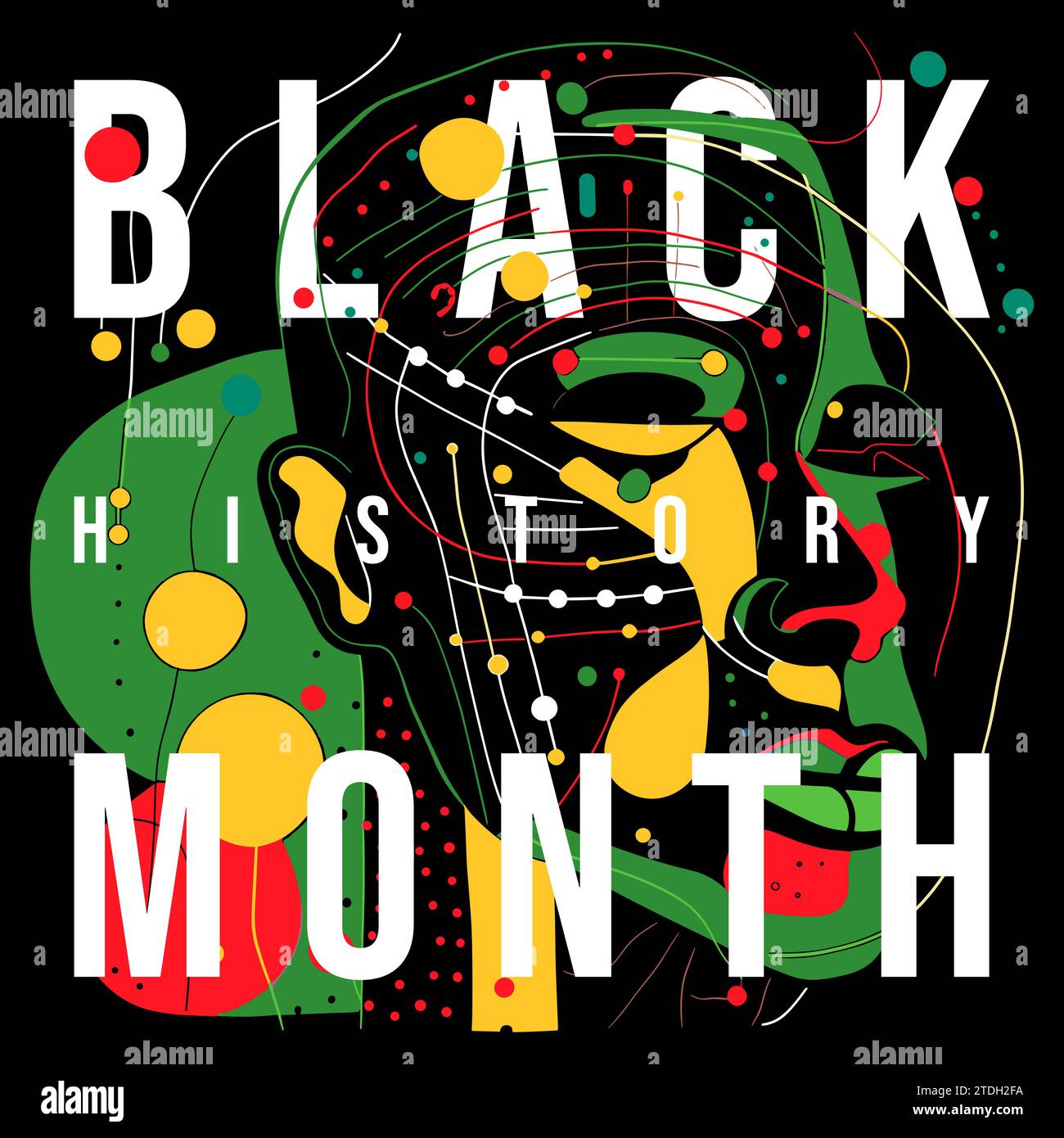 Black History Month abstract graphic square banner. African American ...