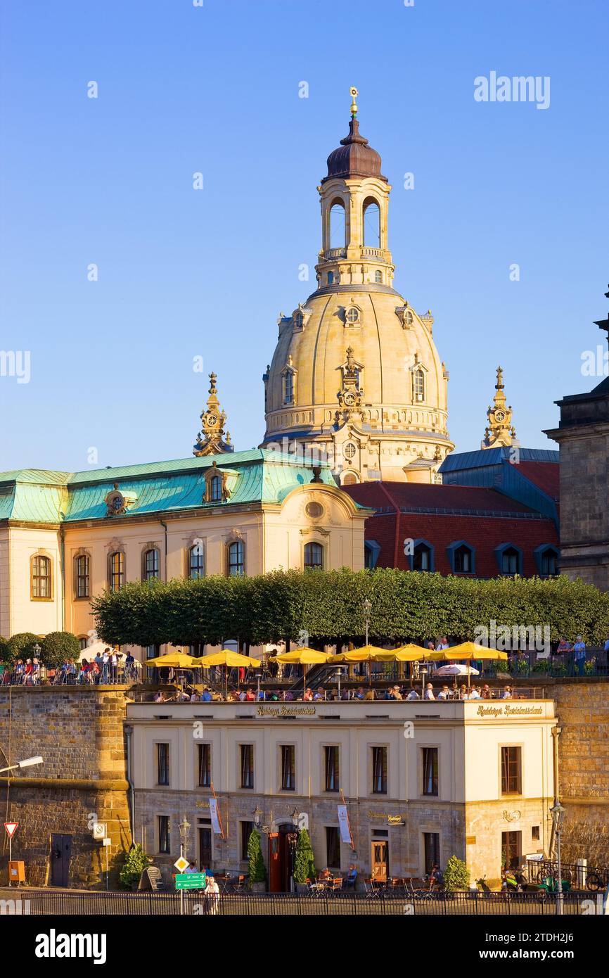 Dresden Terrassenufer with Church of Our Lady. The Bruehl's Terrace on ...
