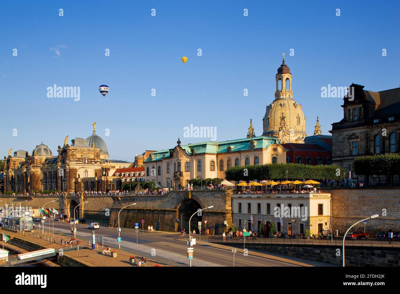 Dresden Terrassenufer with Church of Our Lady. The Bruehl's Terrace on ...