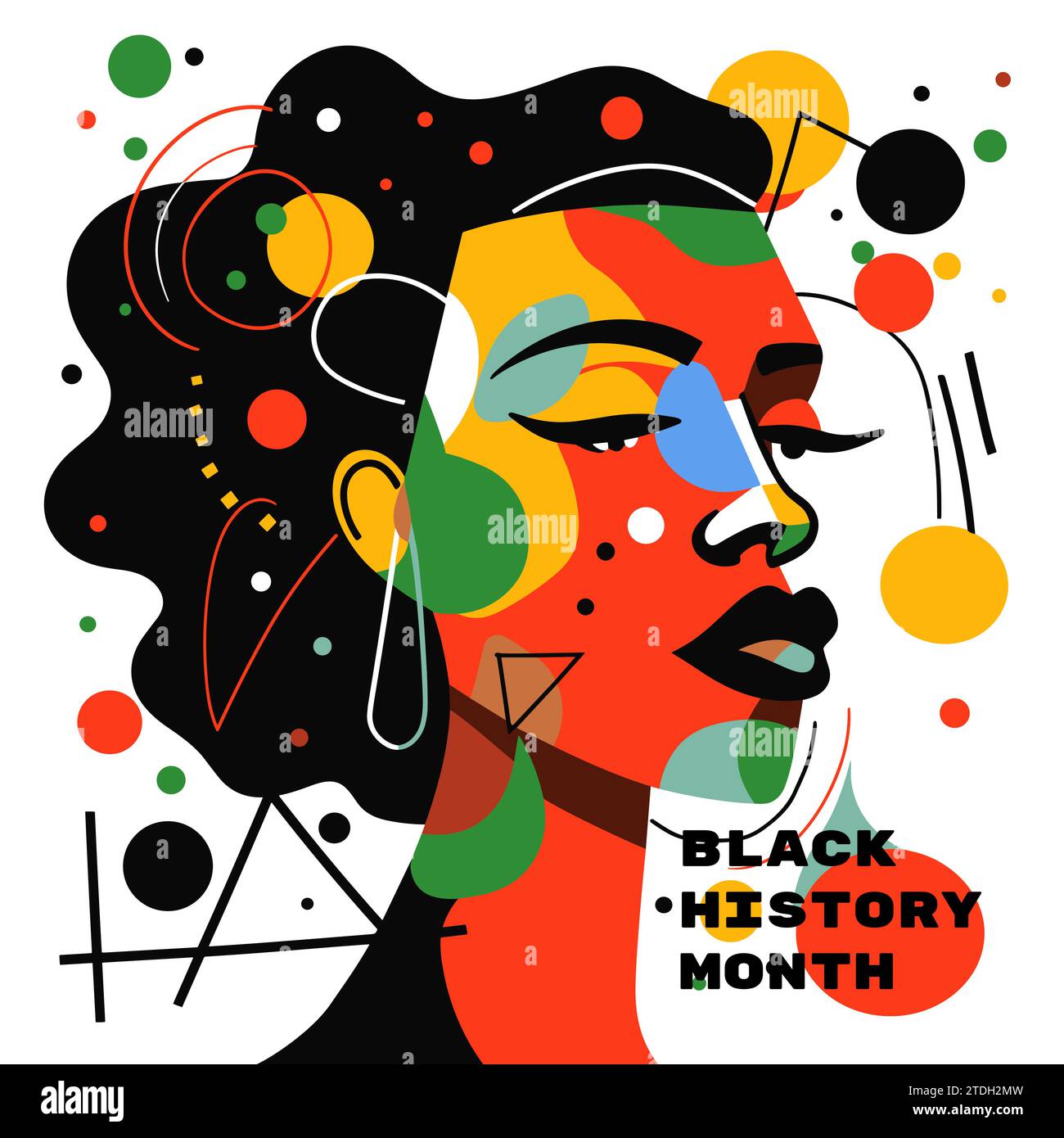 Black History Month graphic square banner. African American rights and ...