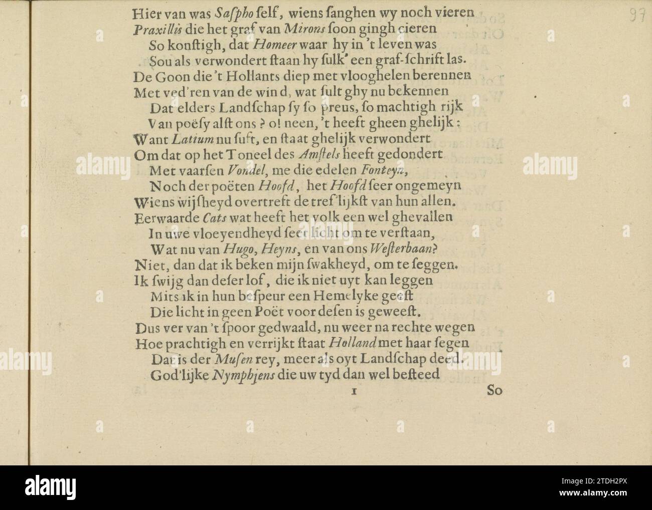 Dutch poem on the nymphs of the Amstel, page 6, 1640 Dutch poem on the ...