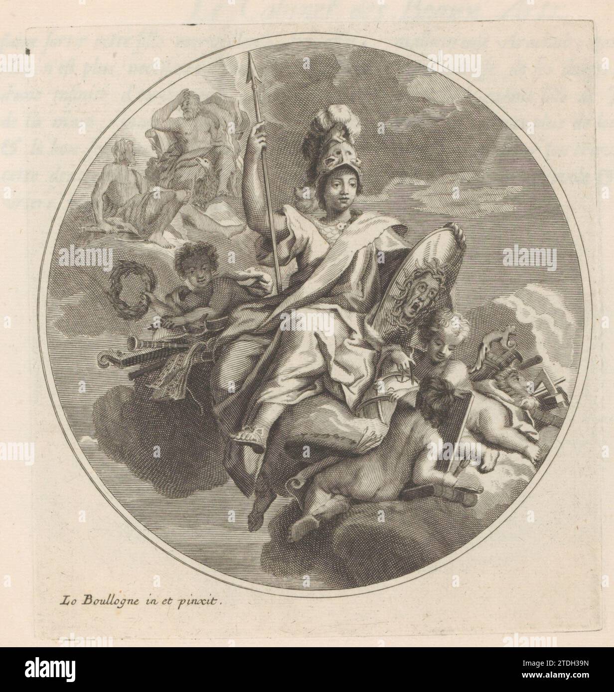 Minerva, 1695 Ceiling piece with the goddess Minerva, trunning on the ...