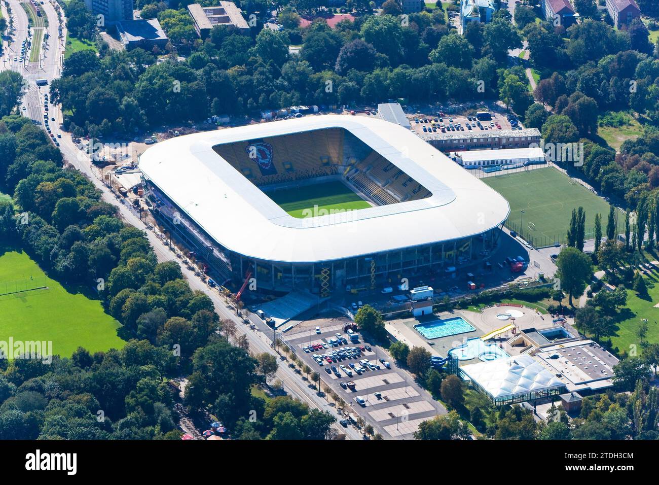 New construction of the Rudolf Harbig Stadium Dresden, the home of 1.FC ...