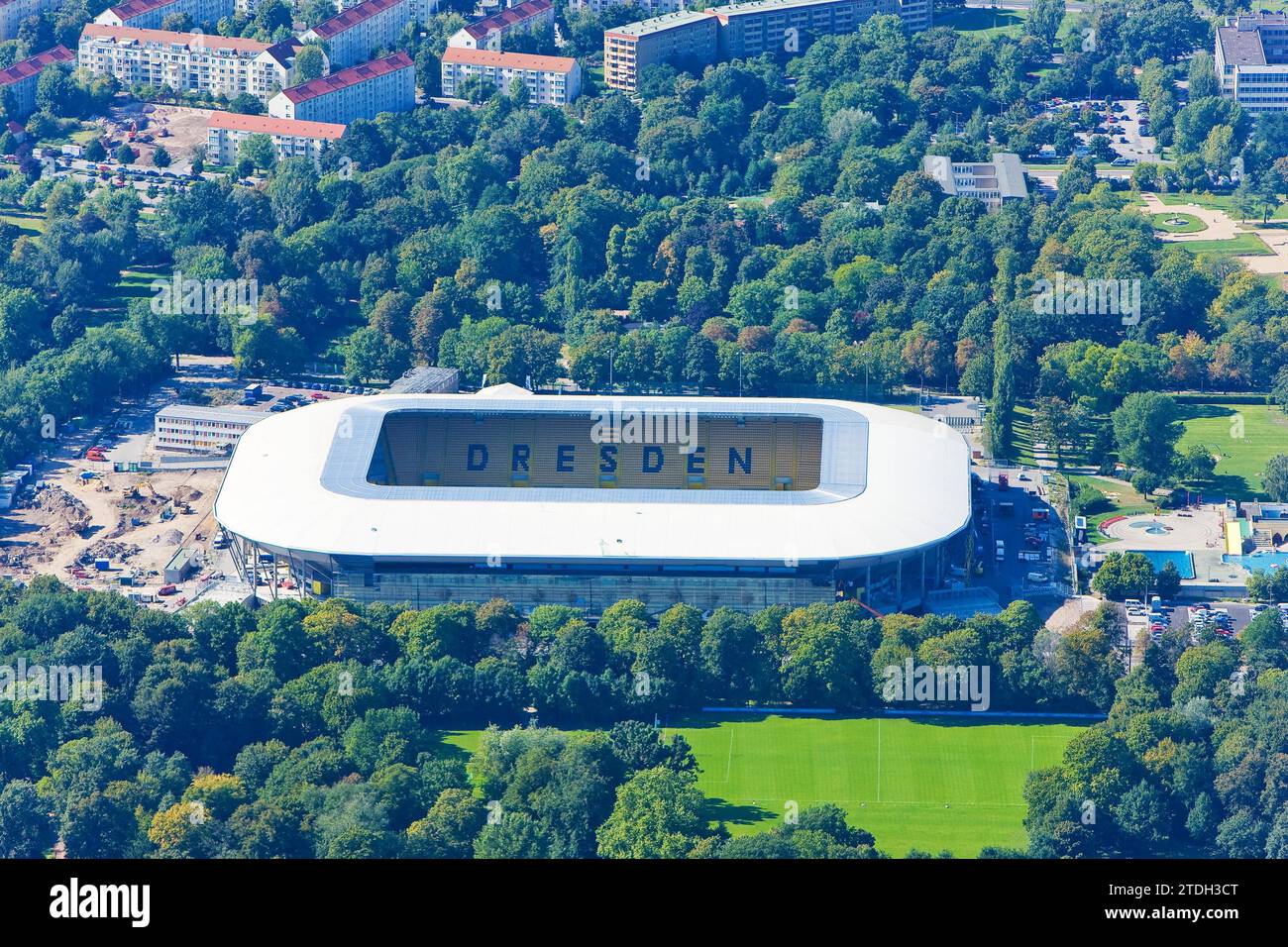 New construction of the Rudolf Harbig Stadium Dresden, the home of 1.FC ...