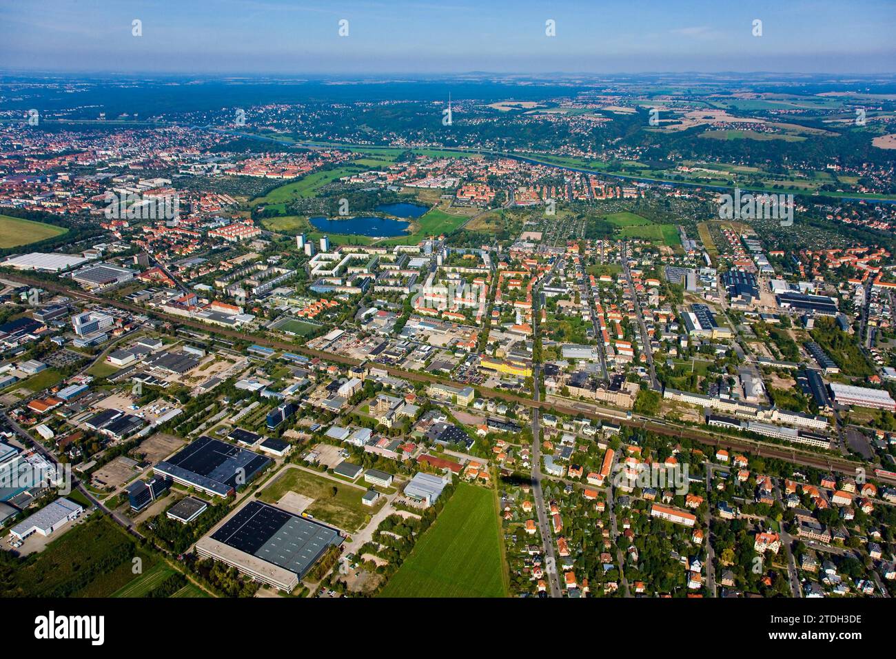 Aerial view of Dresden Reick, this district is very industrially ...