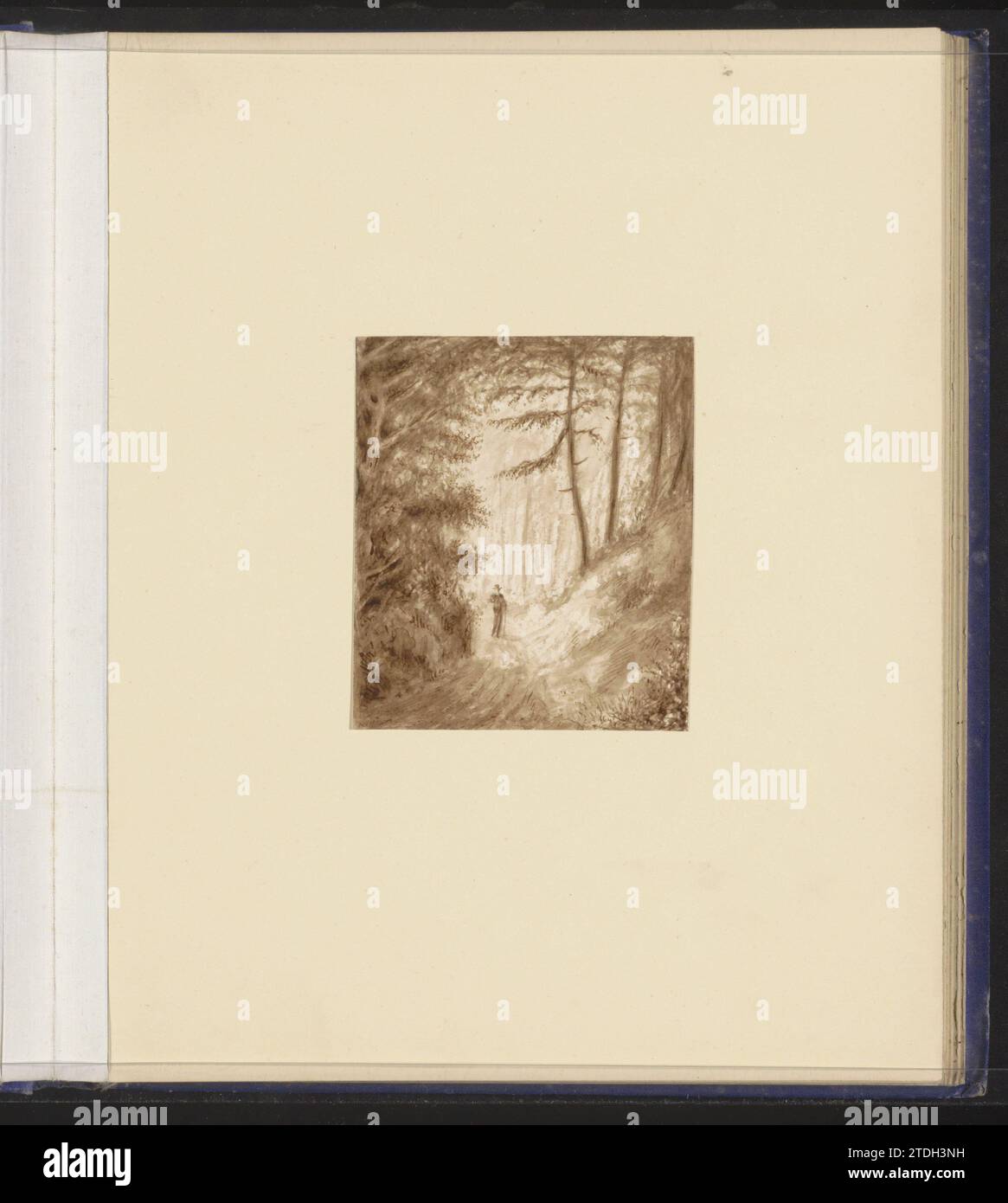 Walker on a forest path, 1882 Man with top hat and walking stick on a ...