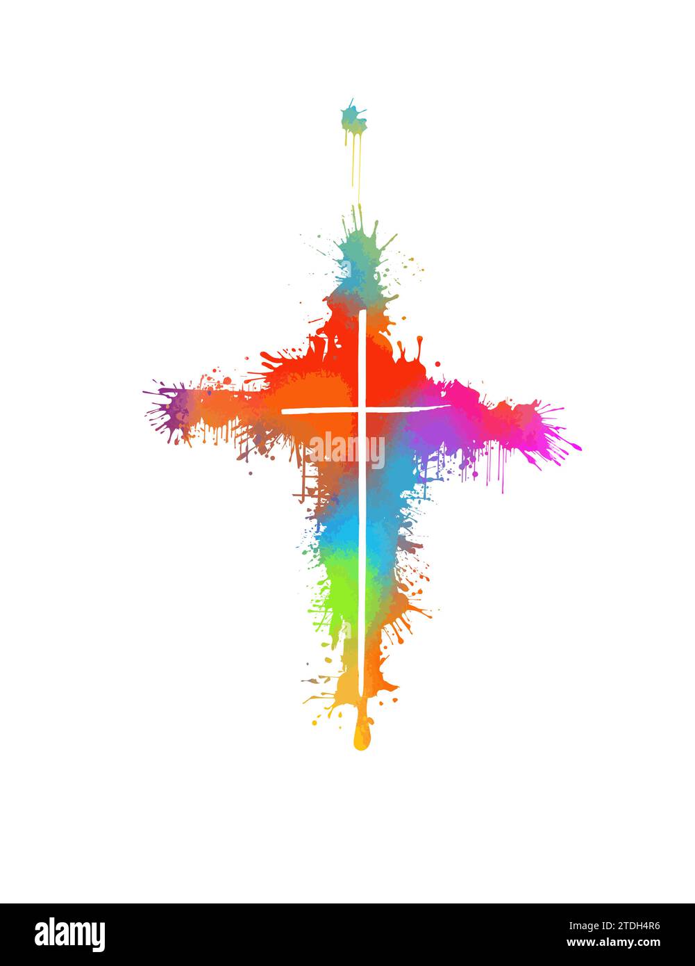 colored cross made of blots. Happy easter. hand drawing. Not AI, Vector ...