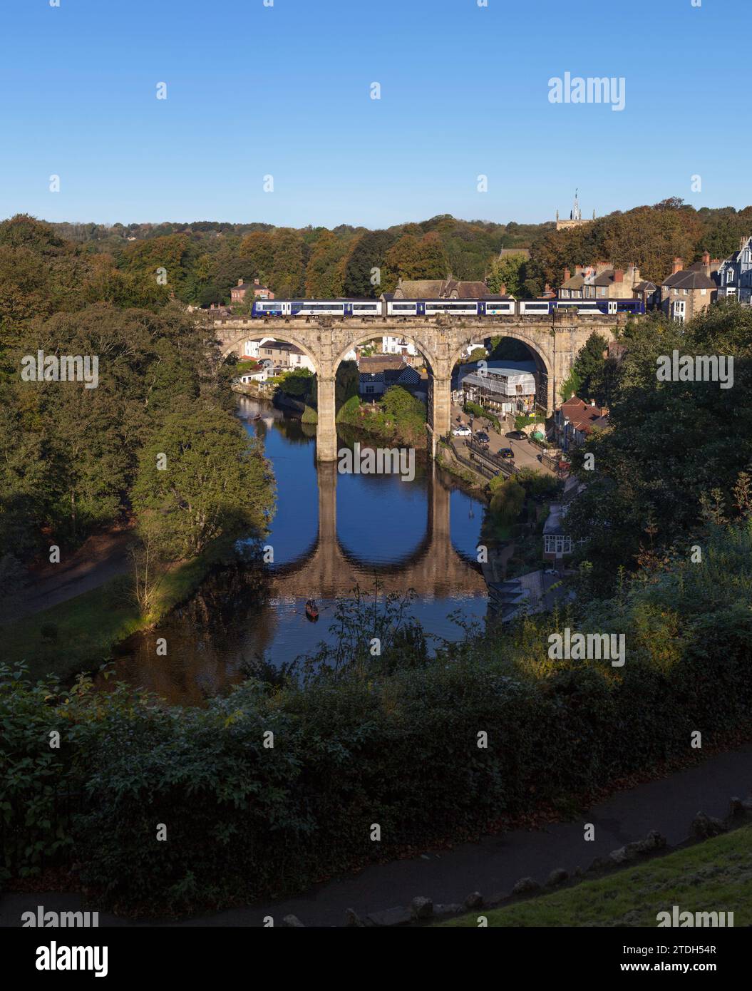 Northern Rail class 170 Turbostar train crossing the viaduct over the ...
