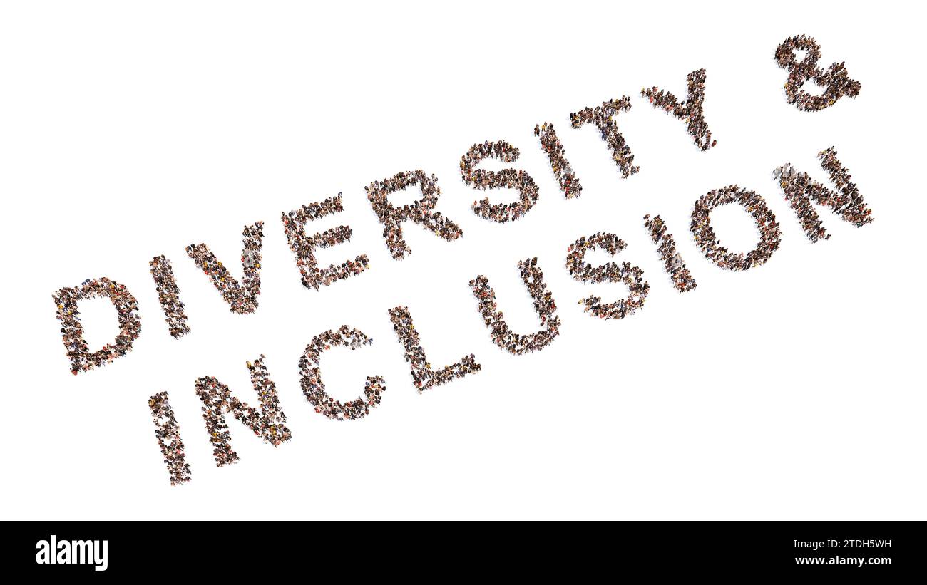 Conceptual large community of people forming DIVERSITY & INCLUSION ...