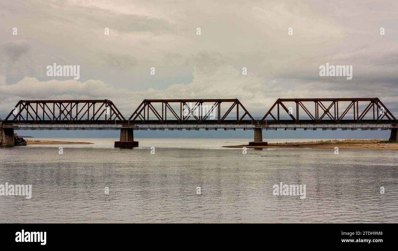 Haldimand Bay Railway Bridge. Iron bridge of three sections. Gaspé ...