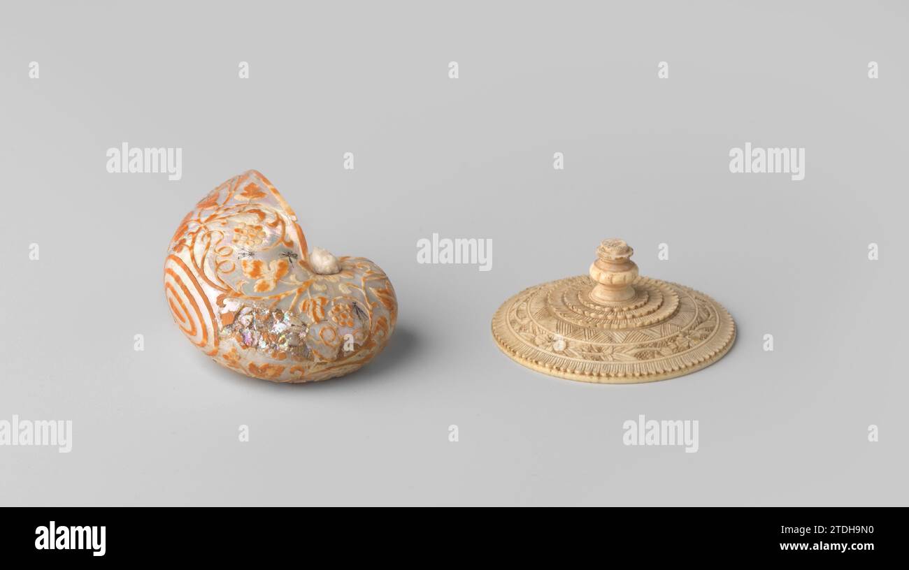 Nautilus shell with sliced vines, with accompanying holder., Cornelis ...