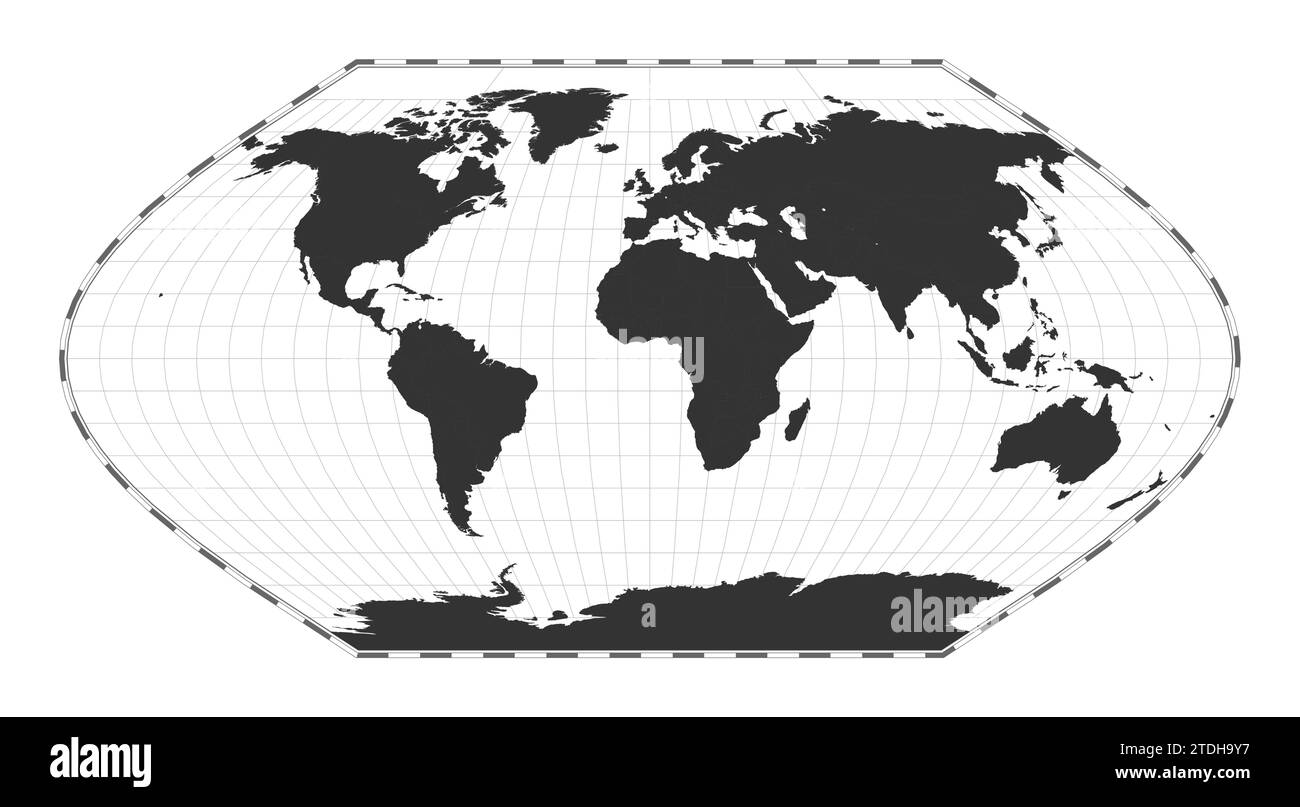 Vector world map. Eckert V projection. Plain world geographical map ...