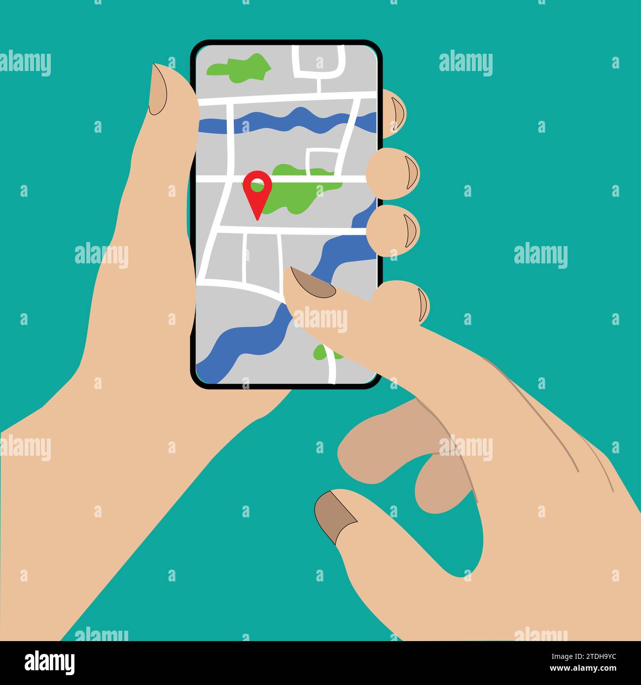 Finger pointing on map Stock Vector Images - Alamy