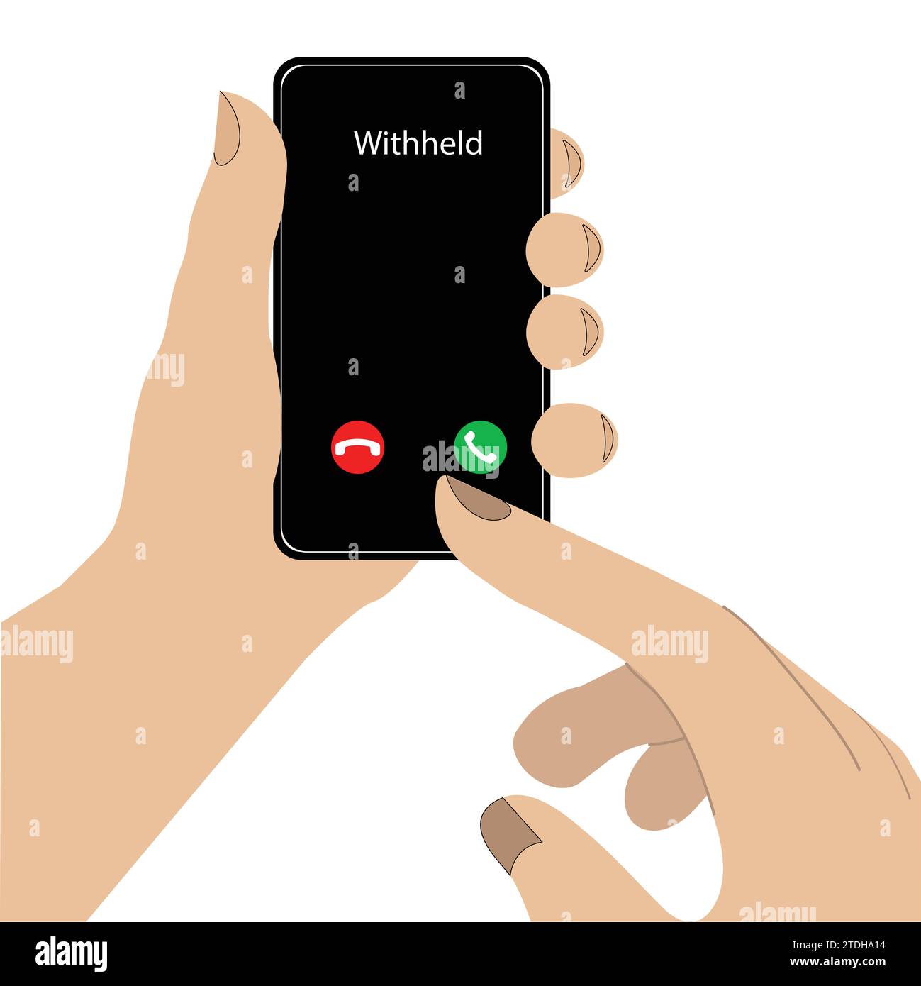 Mobile phone with incoming call, Hand on cellphone with withheld call ... Mobile phone with incoming call, Hand on cellphone with withheld call ...