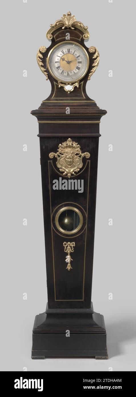 Standing clock, mitigated with black -stained pear wood, Julien le Roy ...