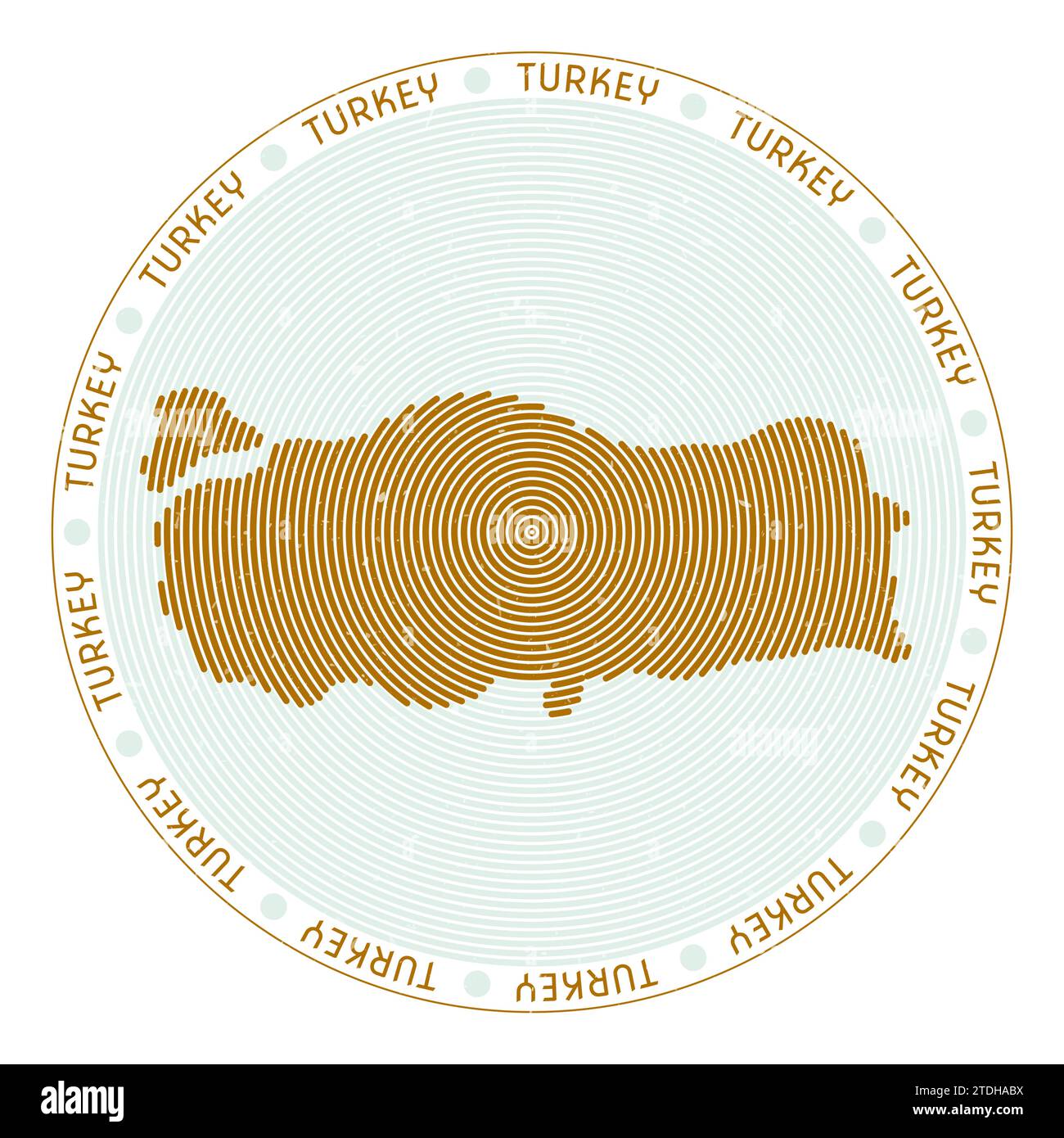Turkey shape radial arcs. Country round icon. Turkey logo design poster ...