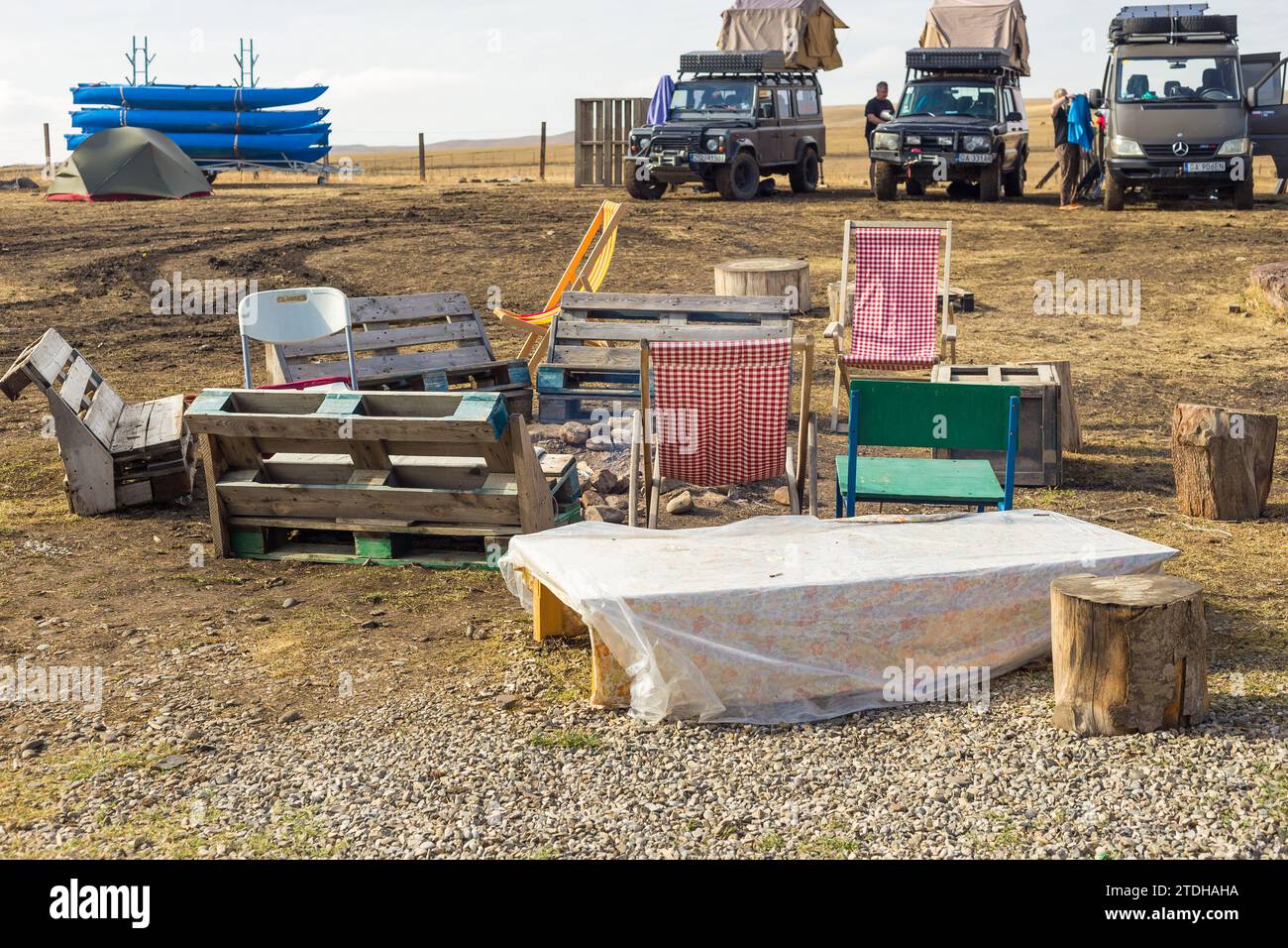 Udabno, Georgia - 01 September 2019: Campsite in the village of Udabno ...