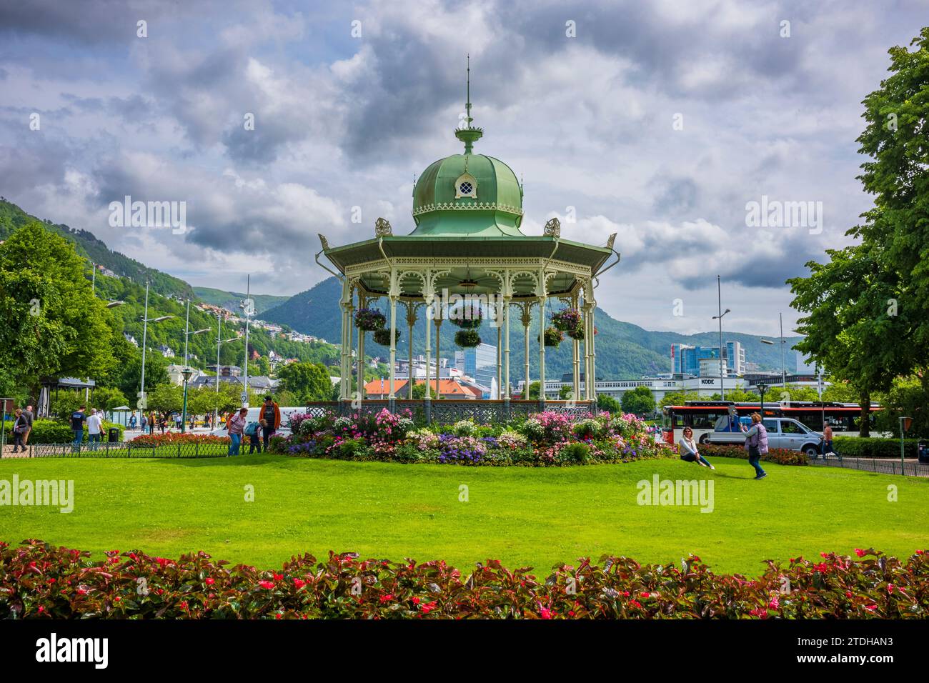 Bergen, Norway, June 29, 2023: Pedestrains walk the city streets of ...