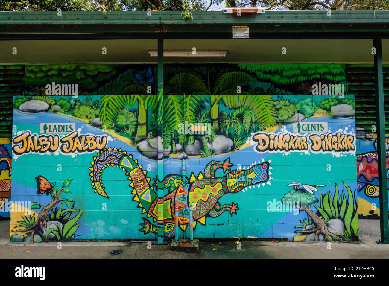 Public toilet painted by local indigenous artists featuring Queensland ...