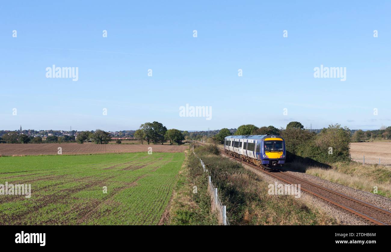 Northern Rail class 170 Turbostar train passing through the Yorkshire ...