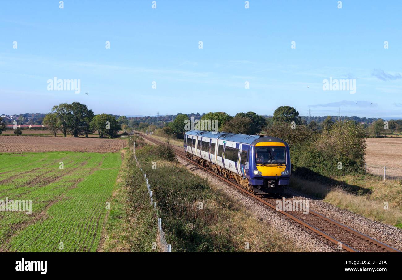 Northern Rail class 170 Turbostar train passing through the Yorkshire ...