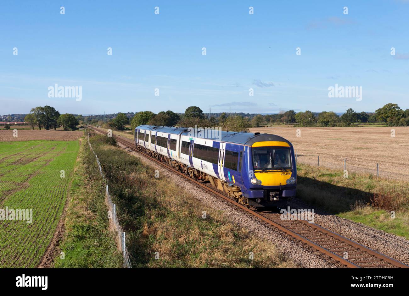 Northern Rail class 170 Turbostar train passing through the Yorkshire ...