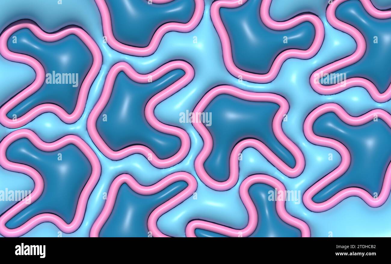 Abstract background with various inflated figures, 3D rendering illustration Stock Photo - Alamy