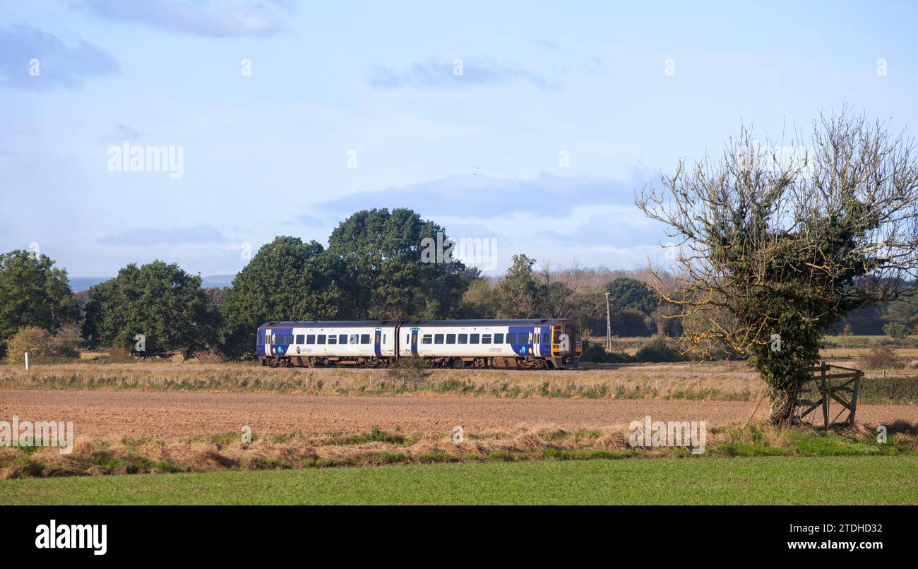 Northern Rail class 158 DMU train passing through the Yorkshire, UK ...
