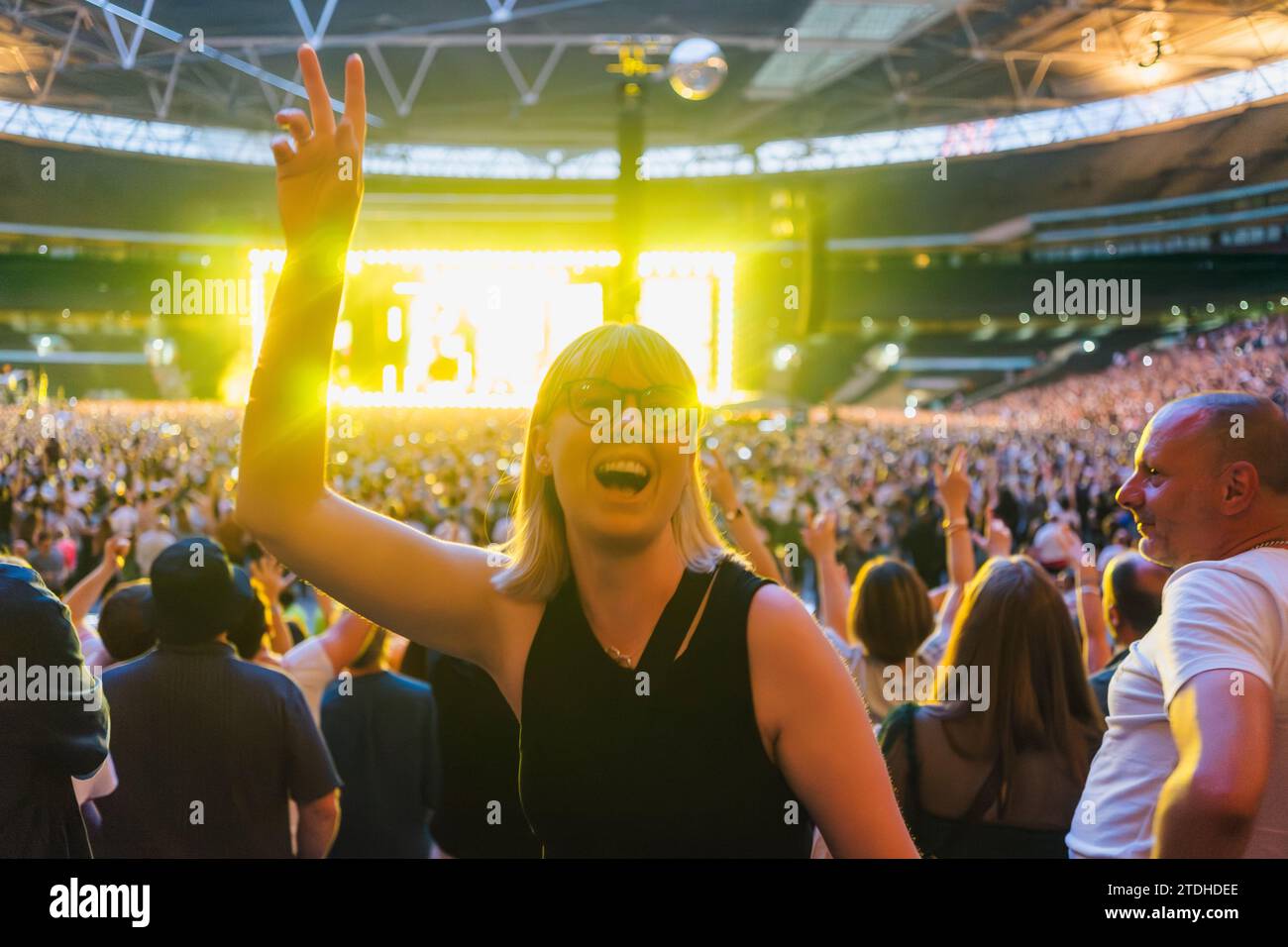 Photo from the Blur live music tour at Wembley Stadium in London Stock ...