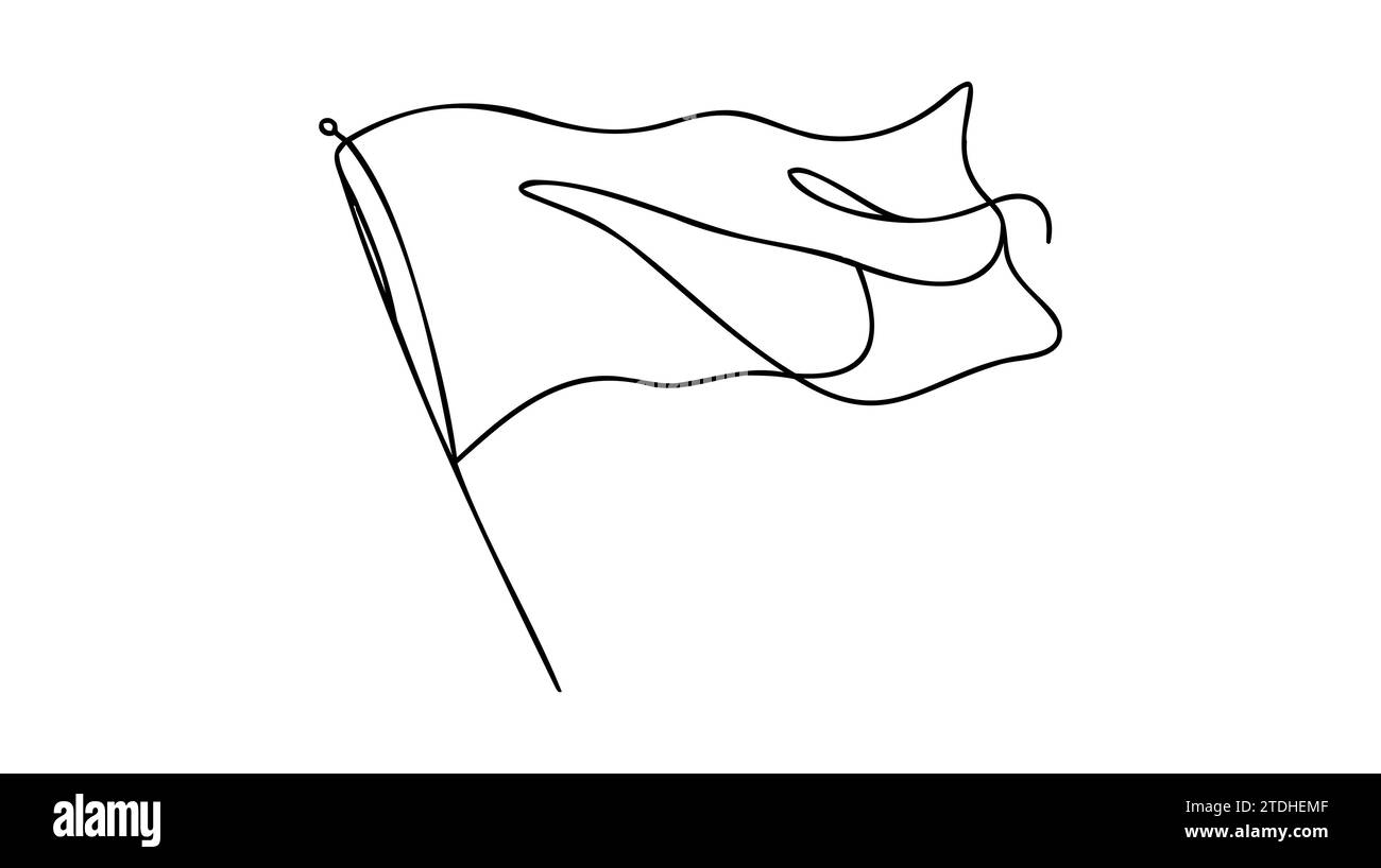 Continuous one line empty, white flag drawing. Flag Vector illustration ...